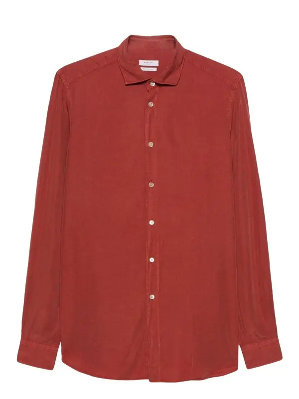 Boglioli Long-sleeve Tonal Stitching Shirt - Red