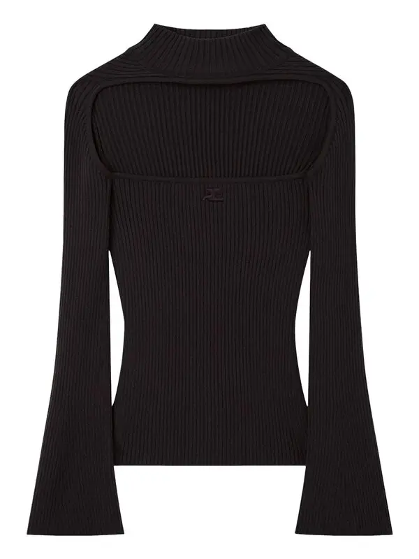 COURREGES Cut-out Ribbed Jumper - Brown