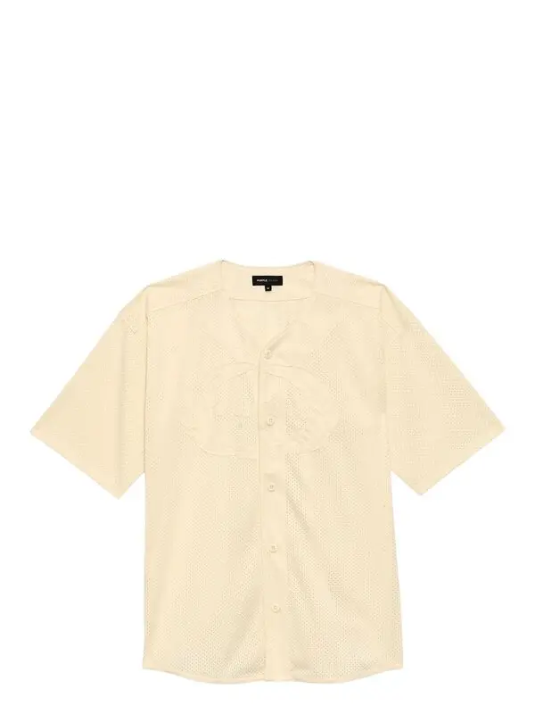 PURPLE BRAND Crest Baseball Cotton Shirt - Neutrals