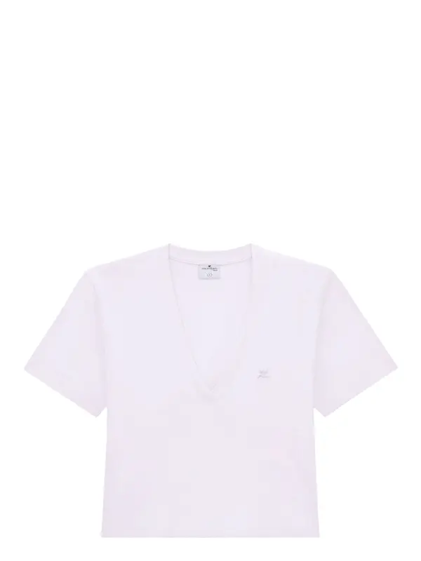 COURREGES Logo-appliqué Cropped T-shirt - Pink