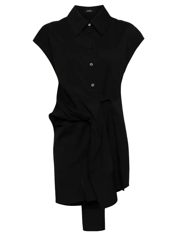 Goen.j Knot-detail Shirt Dress - Black