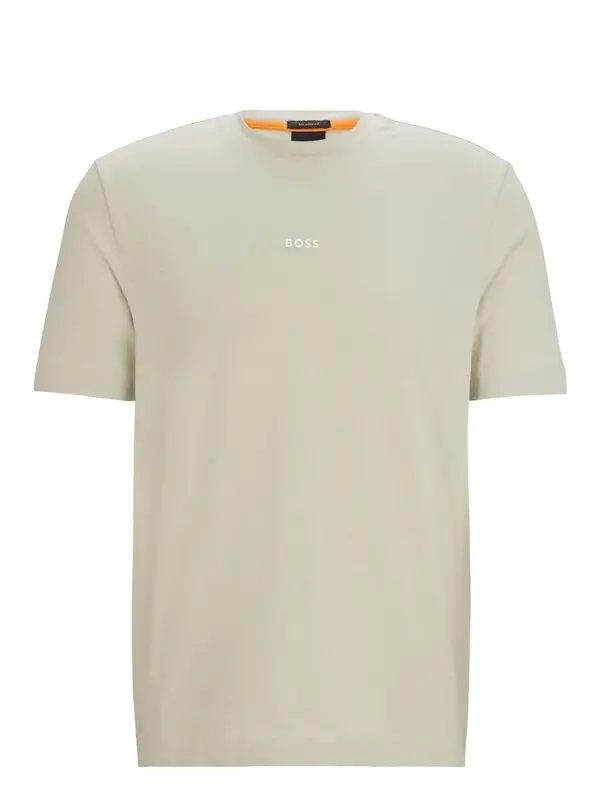 BOSS Raised-logo Cotton T-shirt - Neutrals