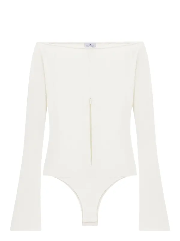 COURREGES Off-shoulder Zipped Bodysuit - White