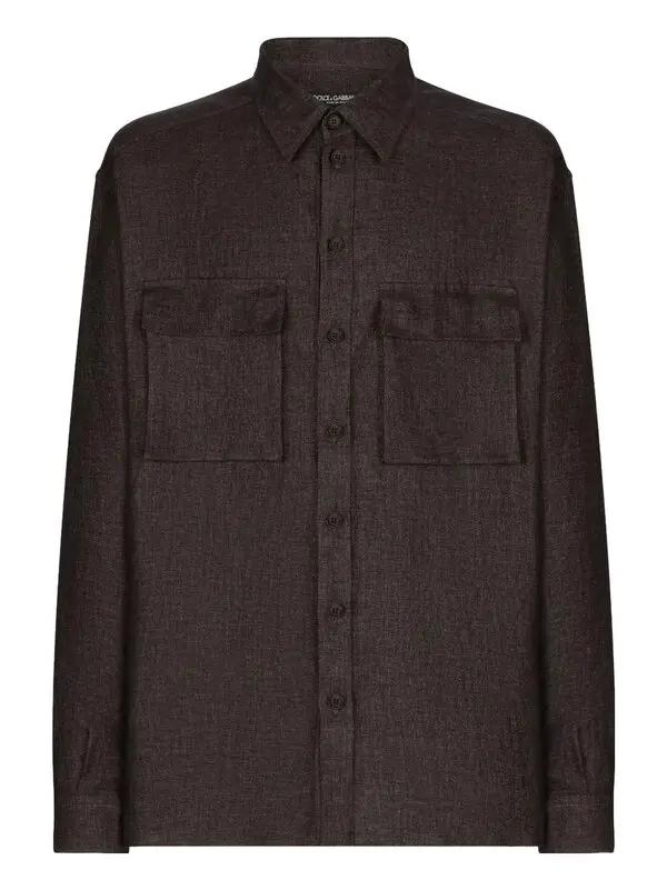 Dolce & Gabbana Flap-pocket Linen Shirt - Brown