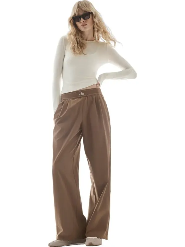 Alo Yoga Suit Up Long Trousers - Java Brown