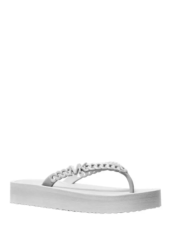 Michael Kors Zaza Platform Flip Flop In Size By - Silver