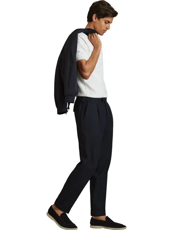 REISS Bridge Tapered Trousers - Navy