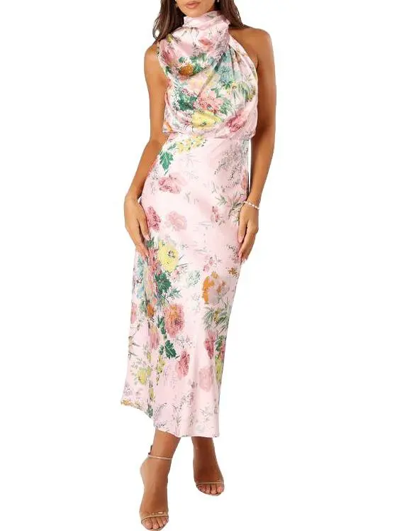 PETAL & PUP Anabelle Floral Satin Cocktail Dress - Pink Floral