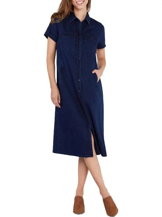 WASH LAB DENIM Mendocino Cotton & Linen Shirtdress - Napa Blue