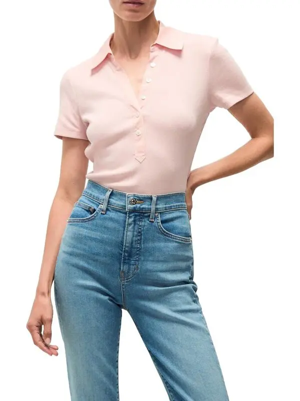 Veronica Beard Kearney Stretch Cotton Polo - Pink Clay
