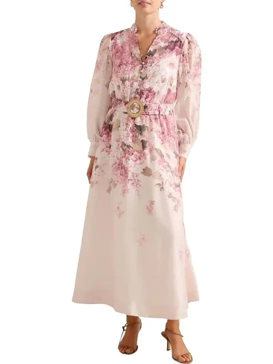 EVER NEW Peyton Belted Maxi Dress - Cream Adela Floral