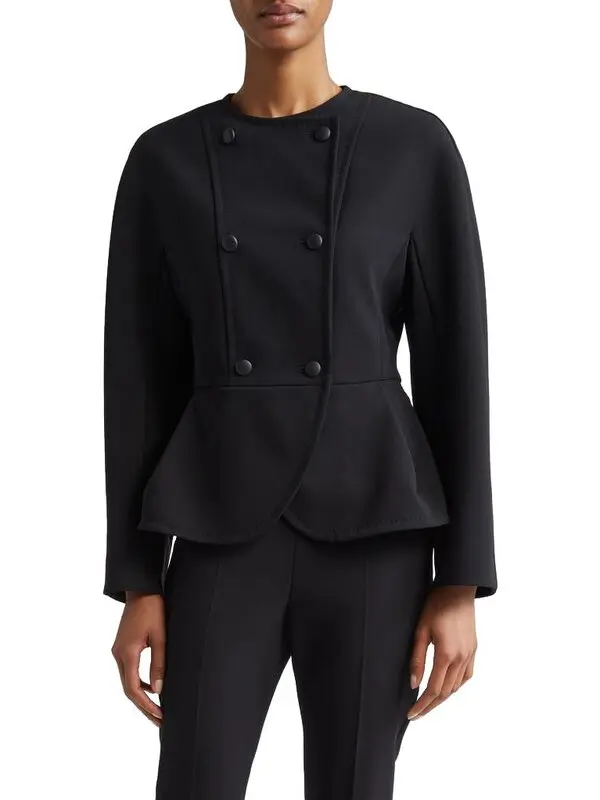 Max Mara Fronda Double-breasted Peplum Jacket - Black