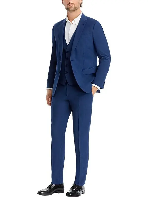 BOSS H-huge 3-piece Tic Weave Slim Fit Suit - Dark Blue