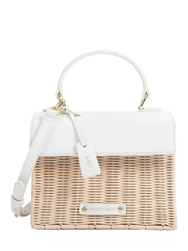 MODERN PICNIC The Mini Luncher Wicker Lunch Box - White Wicker