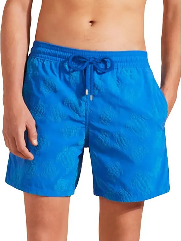 Vilebrequin Moorea Flock Vendome Turtles Print 5" Swim Trunks - Palace Blu