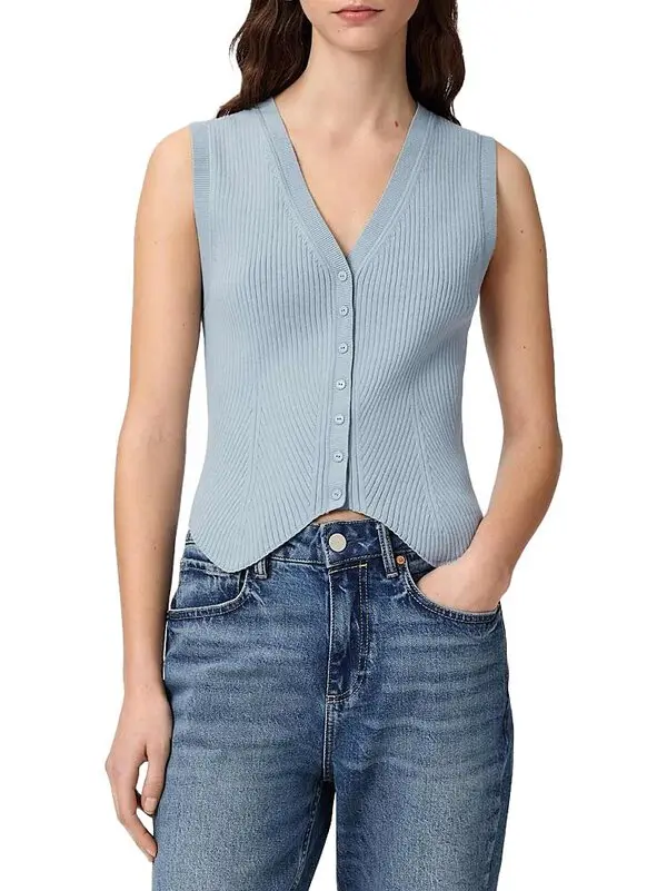 ALLSAINTS Cruz Ribbed Waistcoat - Quarry Blue
