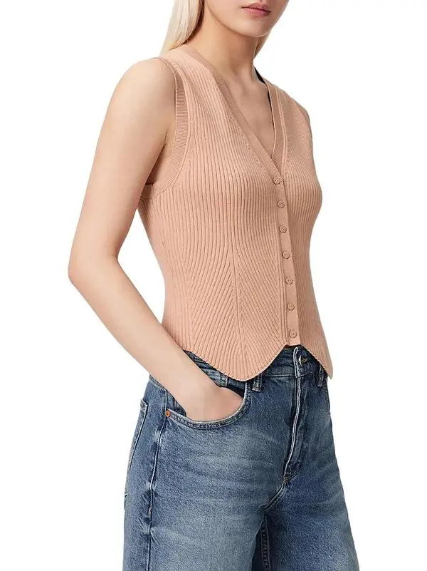 ALLSAINTS Cruz Ribbed Waistcoat - Tuscan Pink