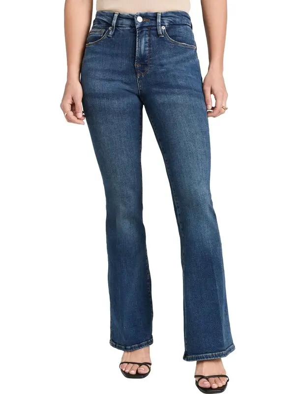 Good American Petite Flare Jeans - Blue004