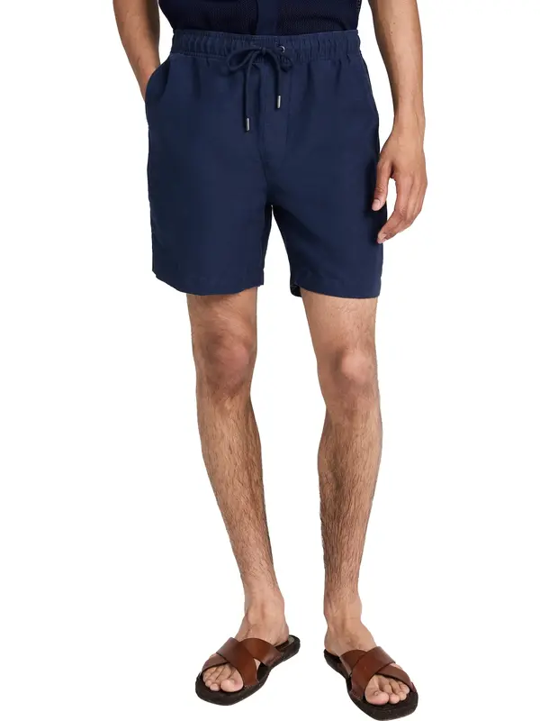 Onia Air Linen Pull-on Shorts - Deep Navy