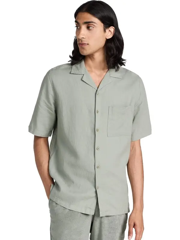 Onia Air Linen Convertible Vacation Shirt - Sage