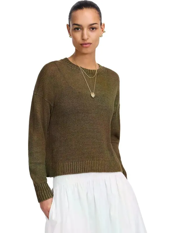 Madewell Linen Drop-shoulder Sweater - Olive