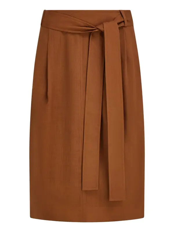 FERRAGAMO Midi Skirt In Pure Virgin Wool - Brown