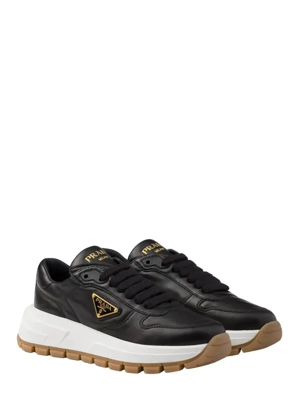 Prada Prax 01 Leather Sneakers - Black