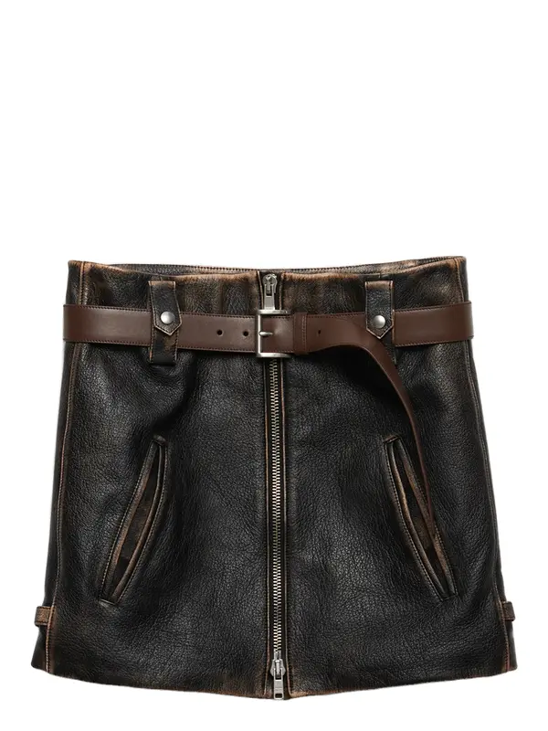 Prada Leather Miniskirt - Black