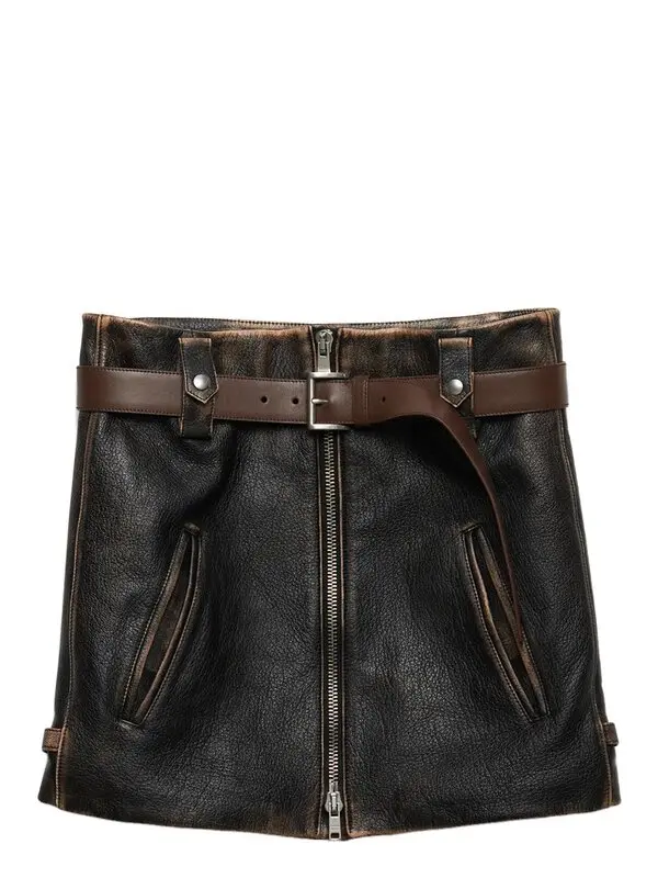 Prada Leather Miniskirt - Black