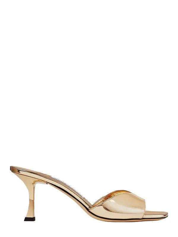 JIMMY CHOO Skye 70 Metallic Leather Mules - Gold
