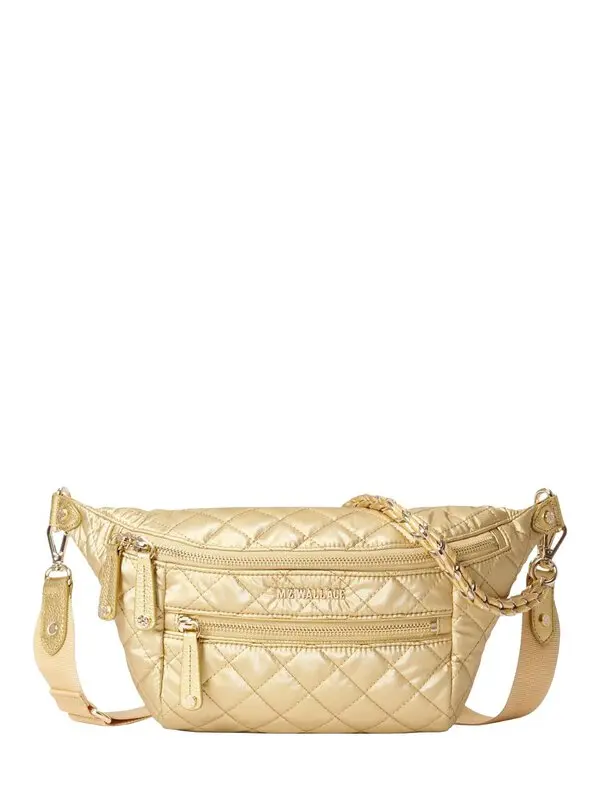 Mz Wallace Small Crosby Quilted Nylon Convertible Bag - Light Gold Pearl Metallic