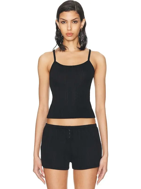 COU COU The Regular Picot Tank Top - Black