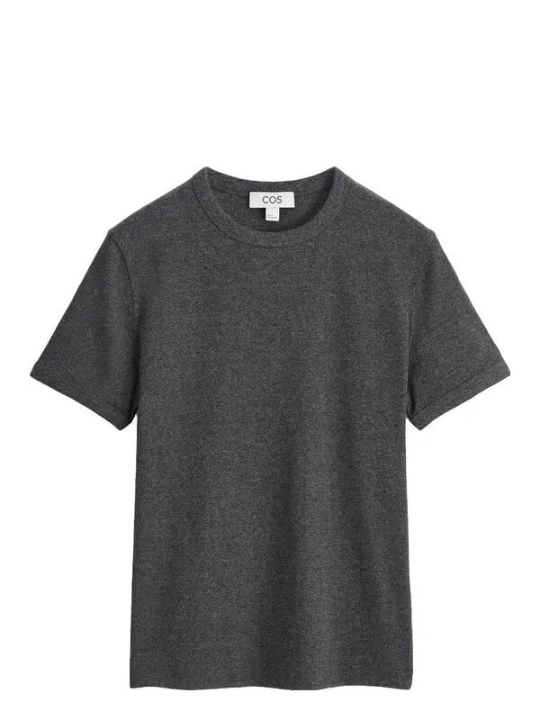 Cos Slim Ribbed Cotton T-shirt - Gray