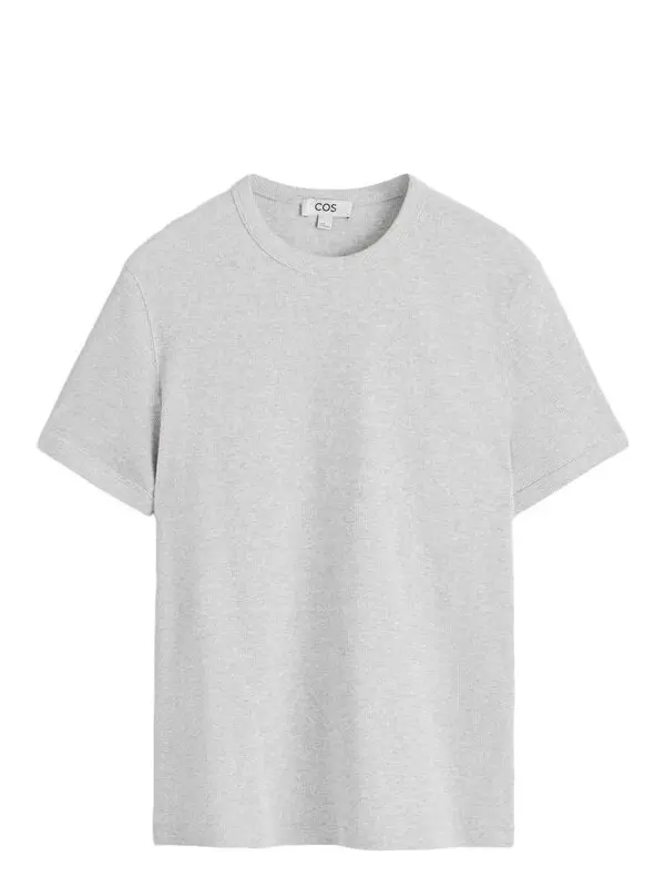 Cos Slim Ribbed Cotton T-shirt - Gray