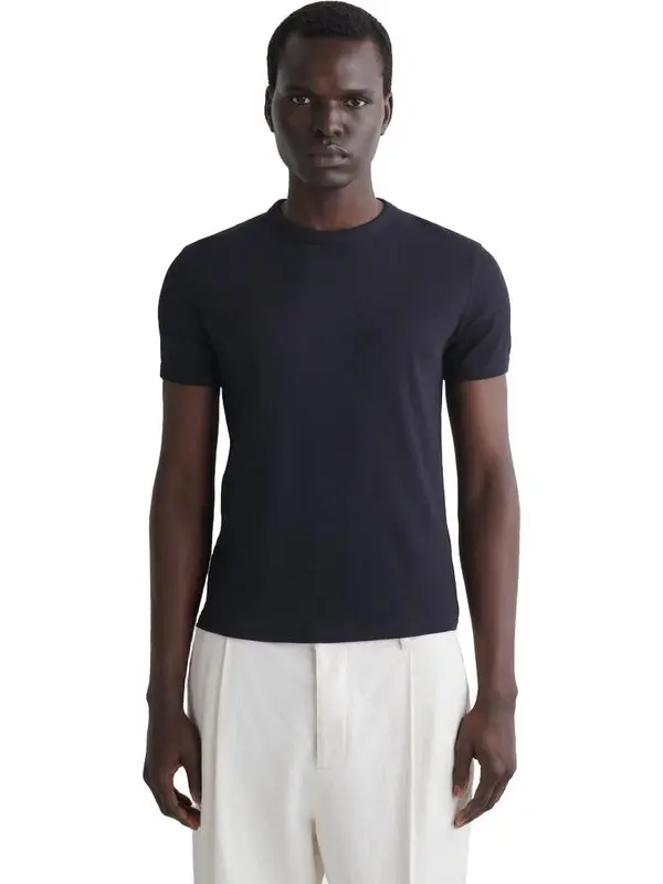Cos Slim Ribbed Cotton T-shirt - Navy