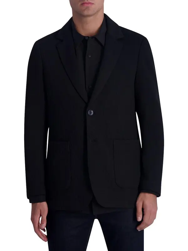 Karl Lagerfeld Paris Monogram Jacquard Blazer - Black