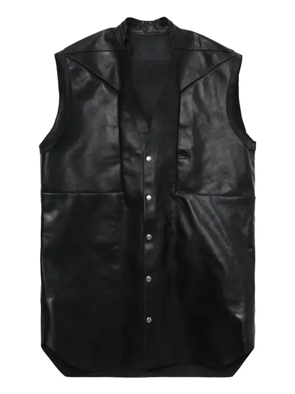 Rick Owens V-neck Leather Vest - Black