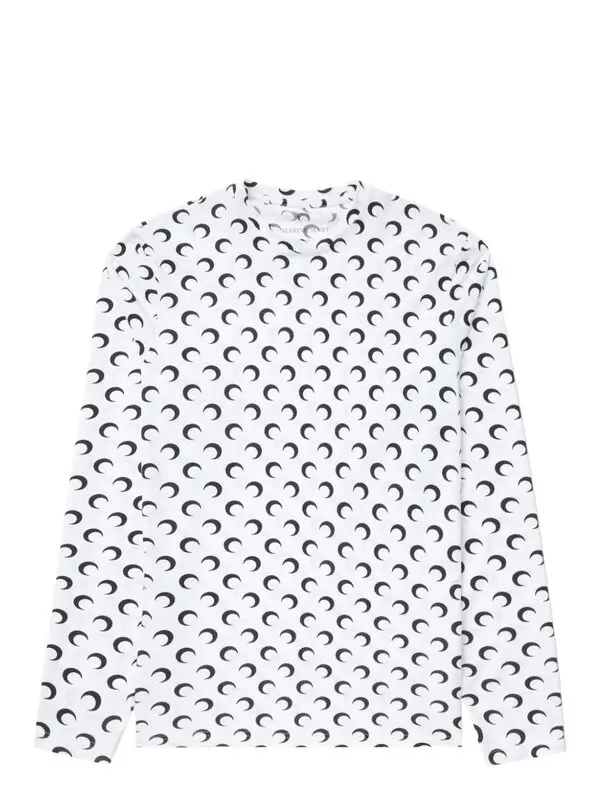 MARINE SERRE Moon-print Long-sleeve T-shirt - White