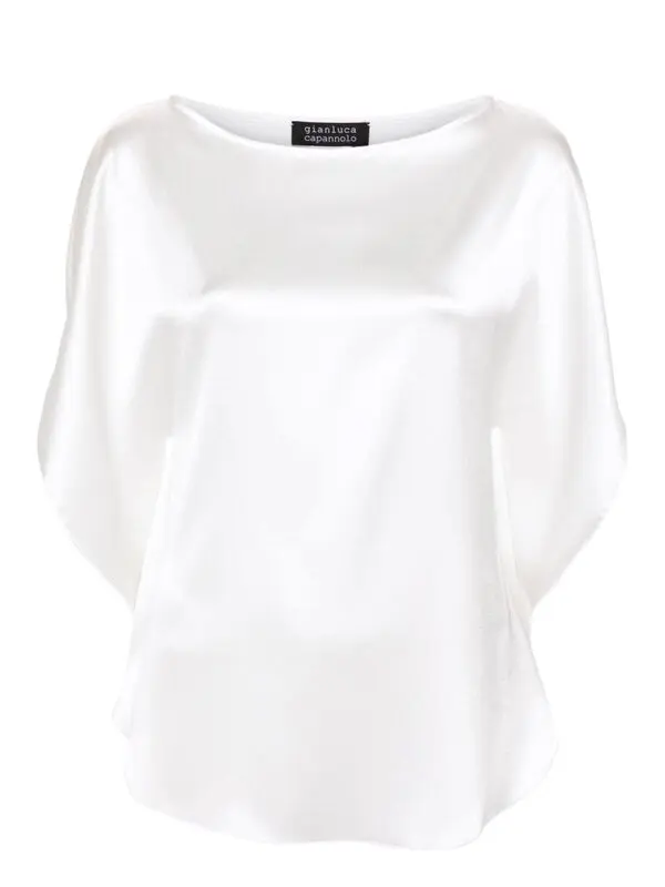 GIANLUCA CAPANNOLO Boat-neck Satin Blouse - White