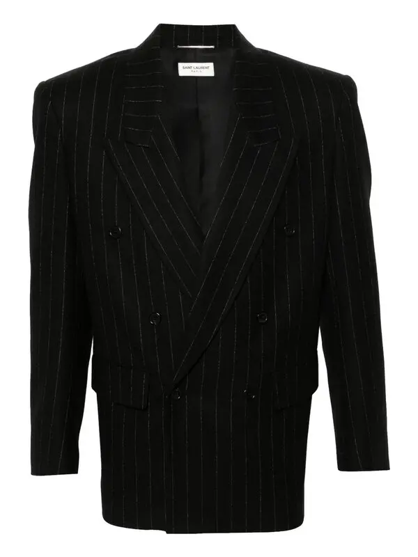 Saint Laurent Double-breasted Wool Blazer - Black