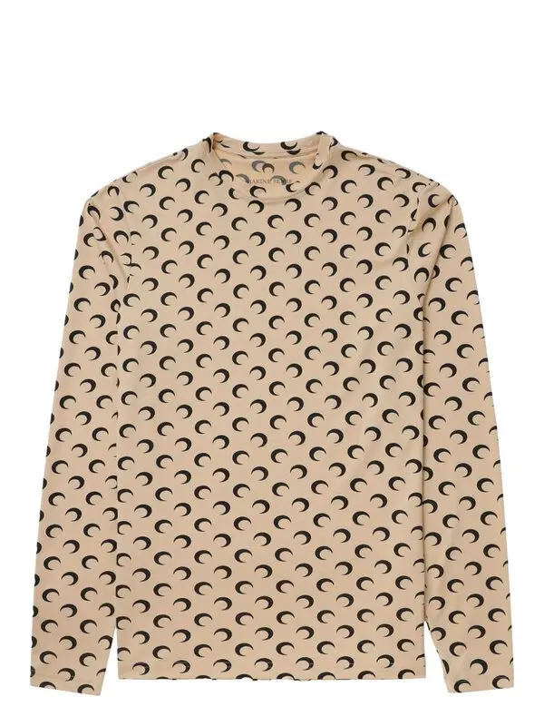 MARINE SERRE Moon-print Long-sleeve T-shirt - Neutrals