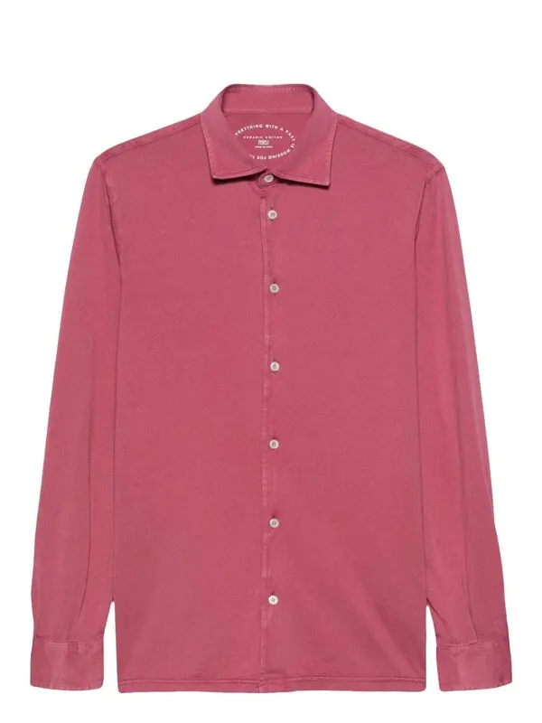 Fedeli Plain Organic-cotton Shirt - Pink