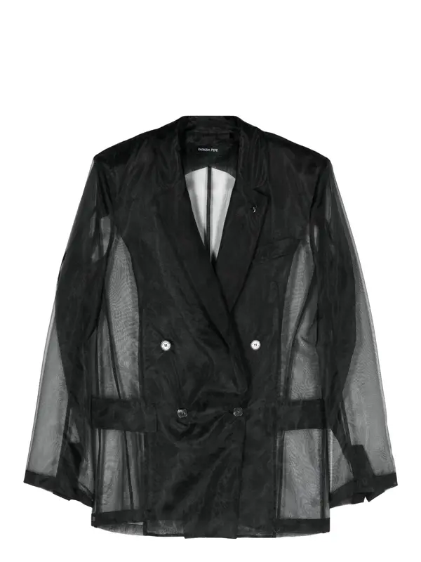 Patrizia Pepe Sheer Double-breasted Blazer - Black