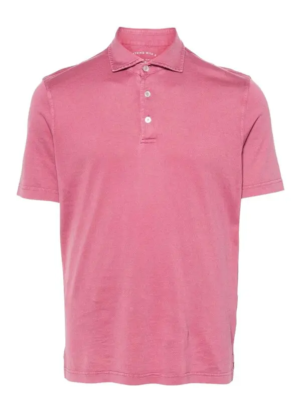 Fedeli Short-sleeve Cotton Polo Shirt - Pink