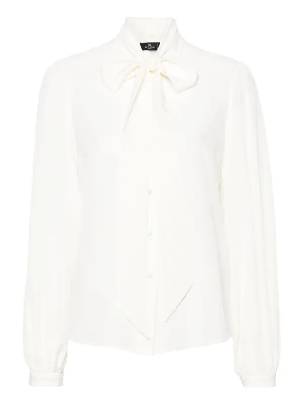 Etro Pussy-bow Silk Shirt - White