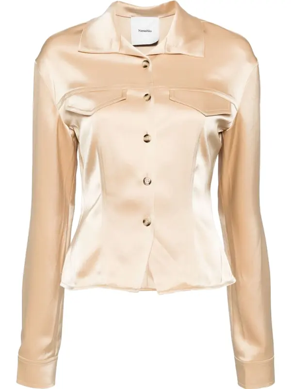 Nanushka Gitta Satin Shirt - Gold
