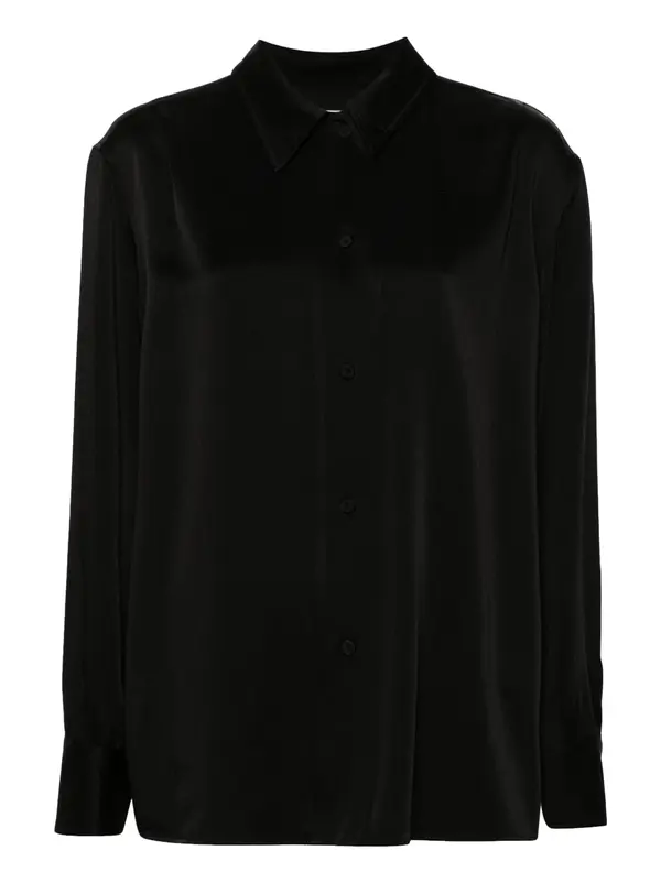 JIL SANDER Pointed-collar Satin Shirt - Black