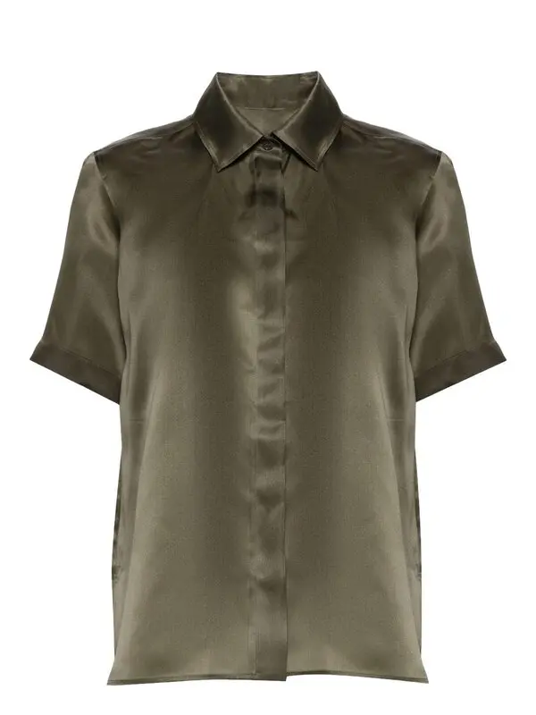 Max Mara Satin Silk Shirt - Green