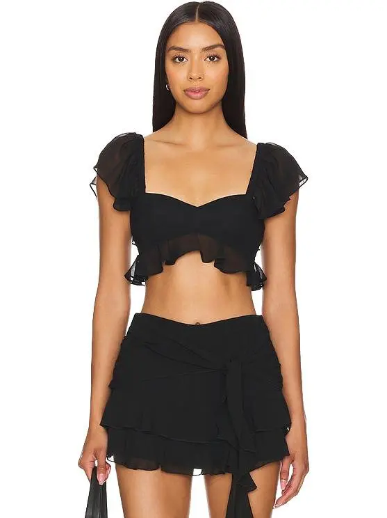 Amanda Uprichard Aliyah Crop Top - Black