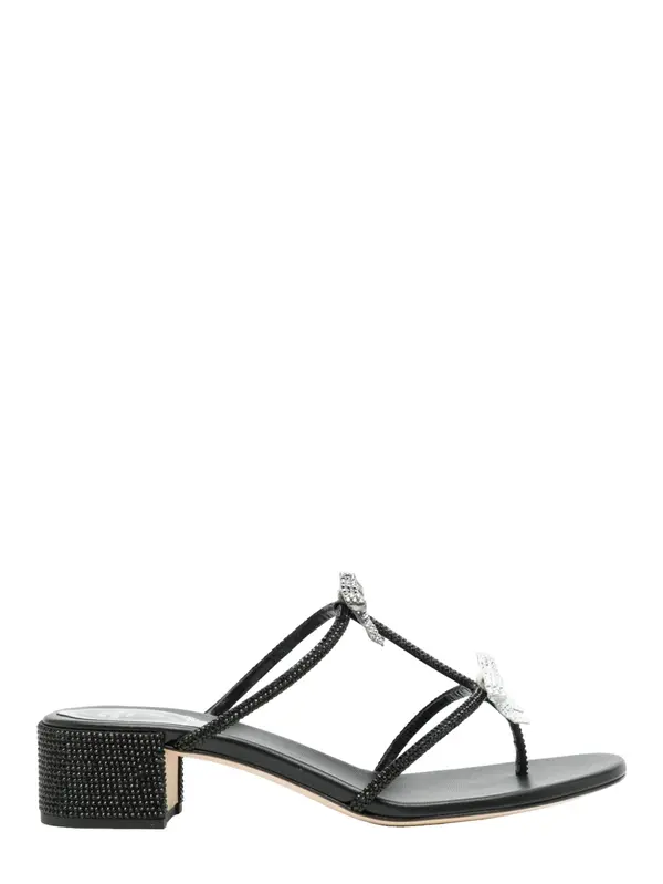Rene Caovilla Caterina 40mm Leather Sandals - Black